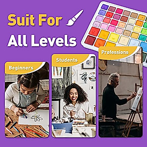 MIYA Gouache Paint Set 50 Colors - 36 * 30ml + 14 * 60ml, Jelly Cup Design Paints, Non Toxic for Artist, Student & Kids, Gouache Watercolor Painting…