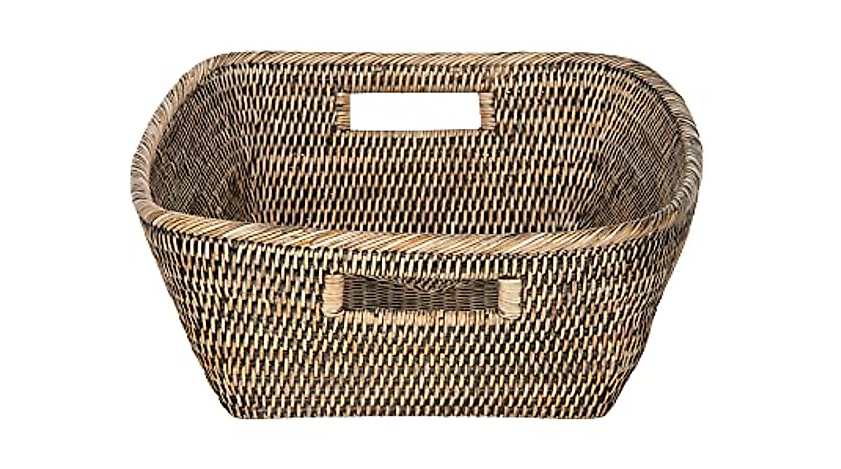 Stylish La Jolla Black Rattan Storage & Shelf Basket