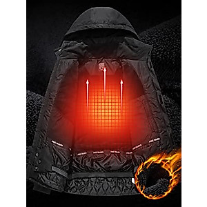 FREE SOLDIER Men's Waterproof Ski Snow Jacket Fleece Lined Warm Winter Rain Jacket with Hood Fully Taped Seams(Black,XL)