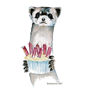CafePress Birthday Ferret Folded Greeting Card Matte