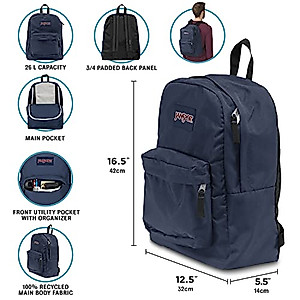 JanSport SuperBreak One Backpacks - Durable, Lightweight Bookbag with 1 Main Compartment, Front Utility Pocket with Built-in Organizer - Premium Backpack, Russet Red