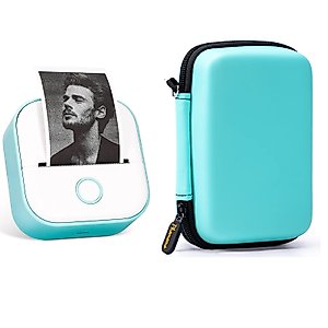 Memoking Sticker Printer - Mini Thermal Printer, T02 Sticker Maker Machine, Portable Bluetooth Pocket Phone Printer and Case, Green