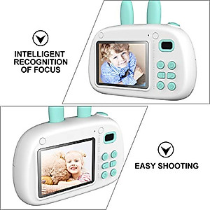 SOLUSTRE Kids Toys Rabbit Shaped Kid Camera 1080P Children Digital Camera 2.4 inch Screen Dual Lens Video Recorder Gift for Kids Green Toddler Toys