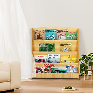 mopam Toddler Bookshelf 4-Tier Kids Wooden Bookshelf Baby Storage Book Rack Bookshelf for Kids Bookcase for Toddlers Children Bookcase Kids Bookcase for Toddler Room, Nursery, Classroom