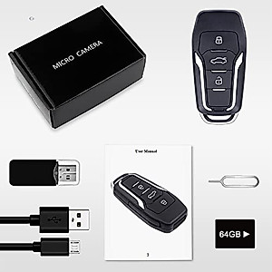 ClODGDGO 64GB Spy Camera Hidden Camera Car Key,360 Minutes Battery Life Mini Spy Camera, Nanny Cam Hidden Camera with HD 1080P,Surveillance & Security Cameras for Dating