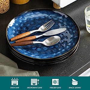 vancasso Starry Dinner Plates, 10.5 Inch Ceramic Plates, Microwave, Oven and Dishwasher Safe Plates Set of 4, Modern Dinnerware Dishes Set&Scratch Resistant-Blue