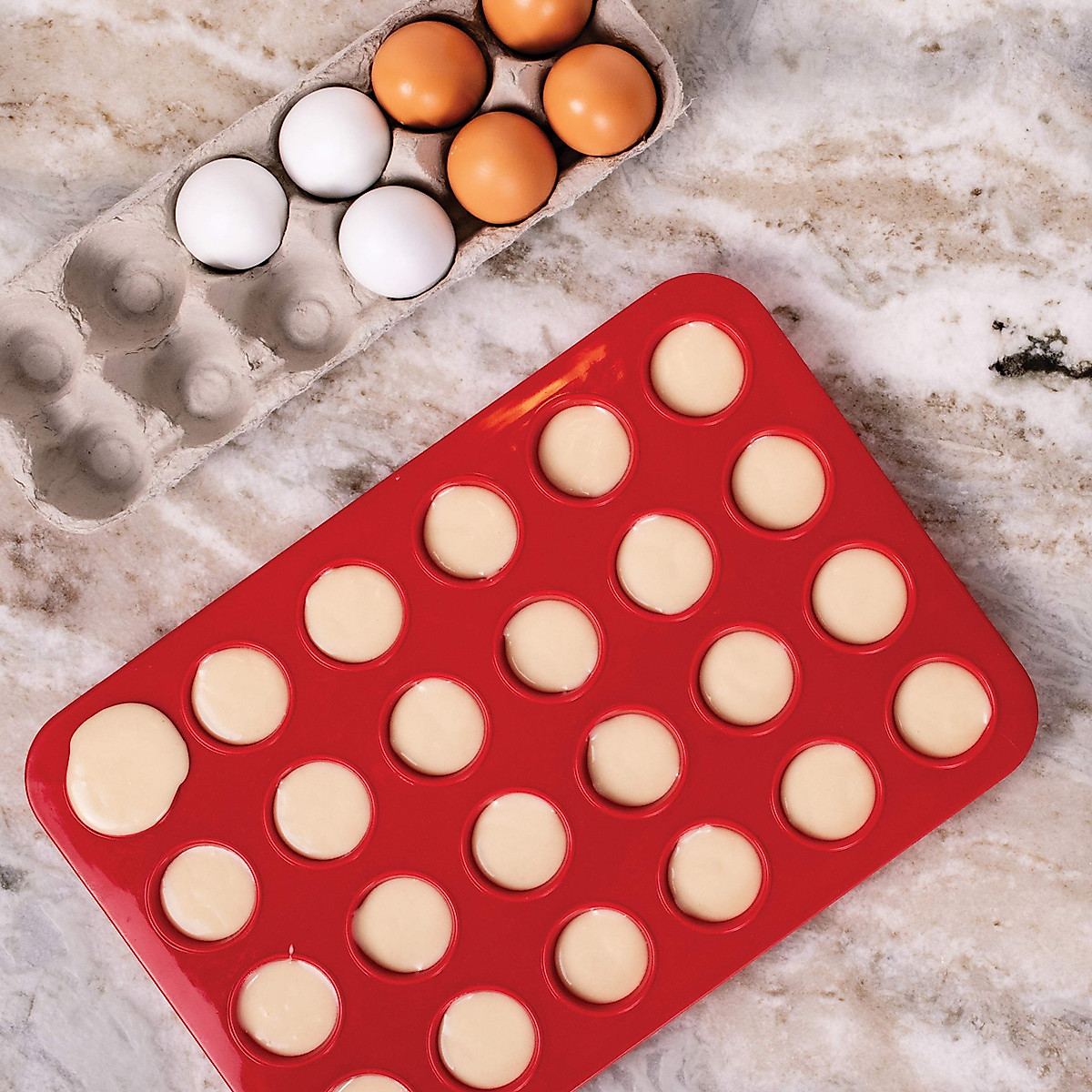 Mrs. Anderson's Baking Silicone 24-Cup Mini Muffin Pan, Non-Stick European-Grade Silicone, 13.5 x 9.25 x .75-Inches​