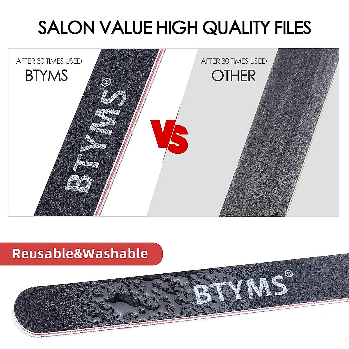 BTYMS 25 Count 180/240 Grit Nail Files for Natural Nails, Double Sided Emery Boards Fine Grit Nail Buffing Files