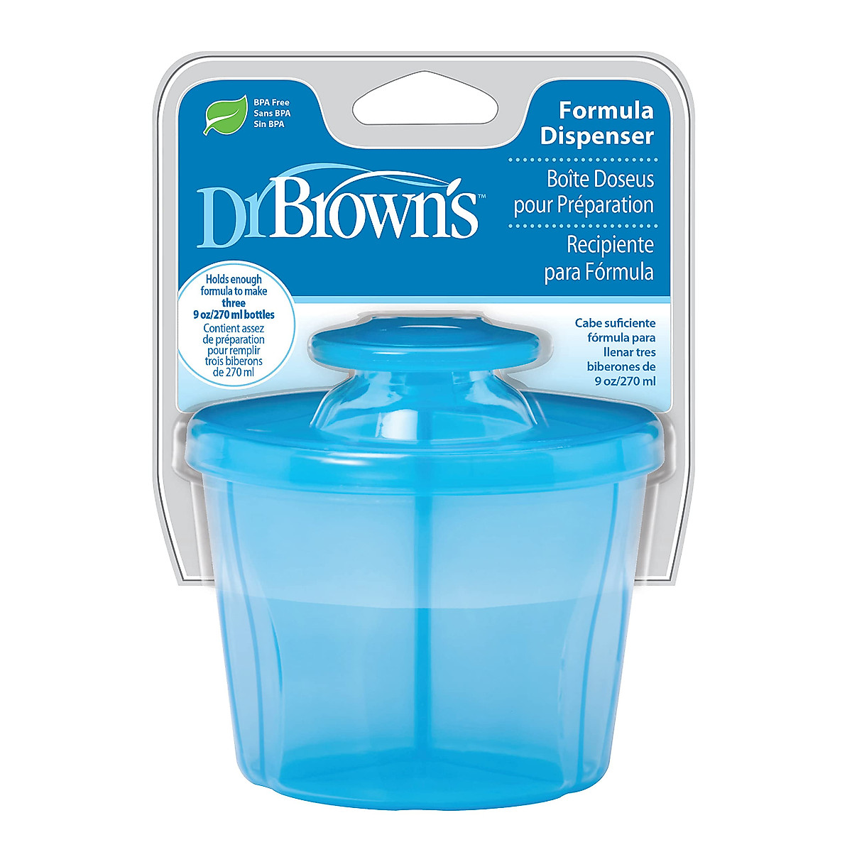 Dr. Brown's Travel Formula Dispenser with Lid, BPA Free - Blue