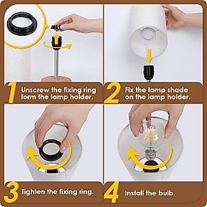 Yarra-Decor Bedside Lamp with USB Port - Touch Control Table Lamp for Bedroom Wood 3 Way Dimmable Nightstand Lamp with Round Flaxen Fabric Shade for Living Room, Dorm, Home Office (LED Bulb Included)