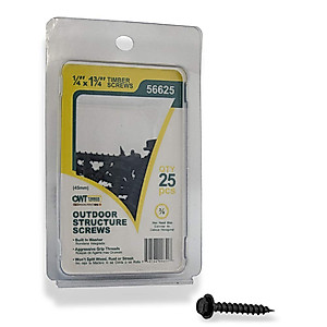 OZCO 56625 1/4-inch by 1-3/4-inch OWT Timber Screws, (25 per Pack), Black