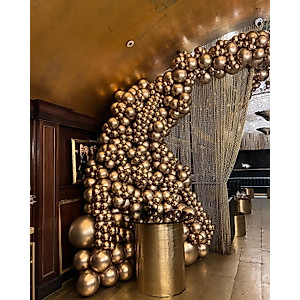 Bezente Gold Metallic Chrome Latex Balloons, 100 Pack 12 inch Gold Round Helium Balloons for Wedding Graduation Anniversary Baby Shower Birthday Party Decorations