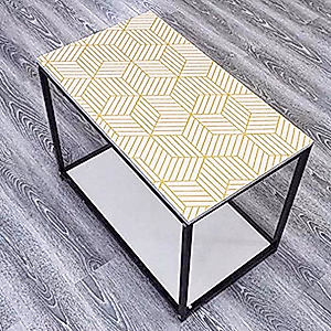 Gold and Beige Geometry Stripped Hexagon Adhesive Decorative Contact Paper Removable Shelf Drawer Liner Sticker Vinyl Film Wall Arts and Crafts Decor 17.7 inch by 9.8 Feet(Gold)