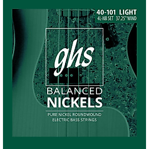 GHS Strings GHS Balanced Nickels 4 Bass Strings Light Gauge (37.25" Winding) (4L-NB), Silver