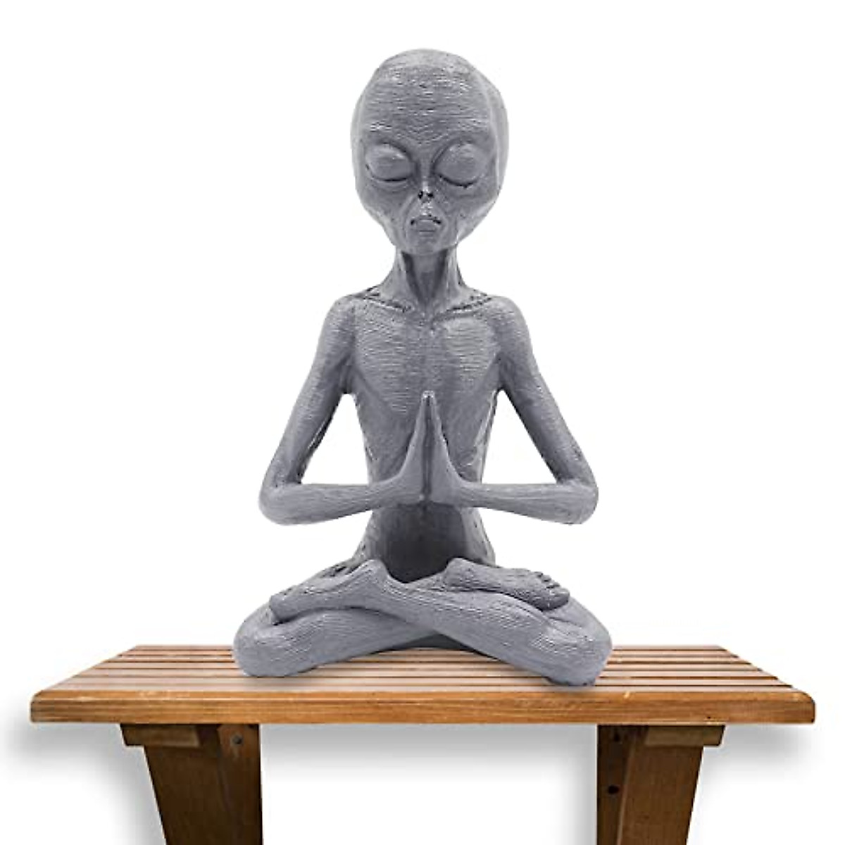 Dnoifne Garden Statue Meditating Alien Sculptures, Meditating Alien Resin Ornament, UFO Indoor Outdoor Garden Decor, Meditating Alien Figurines