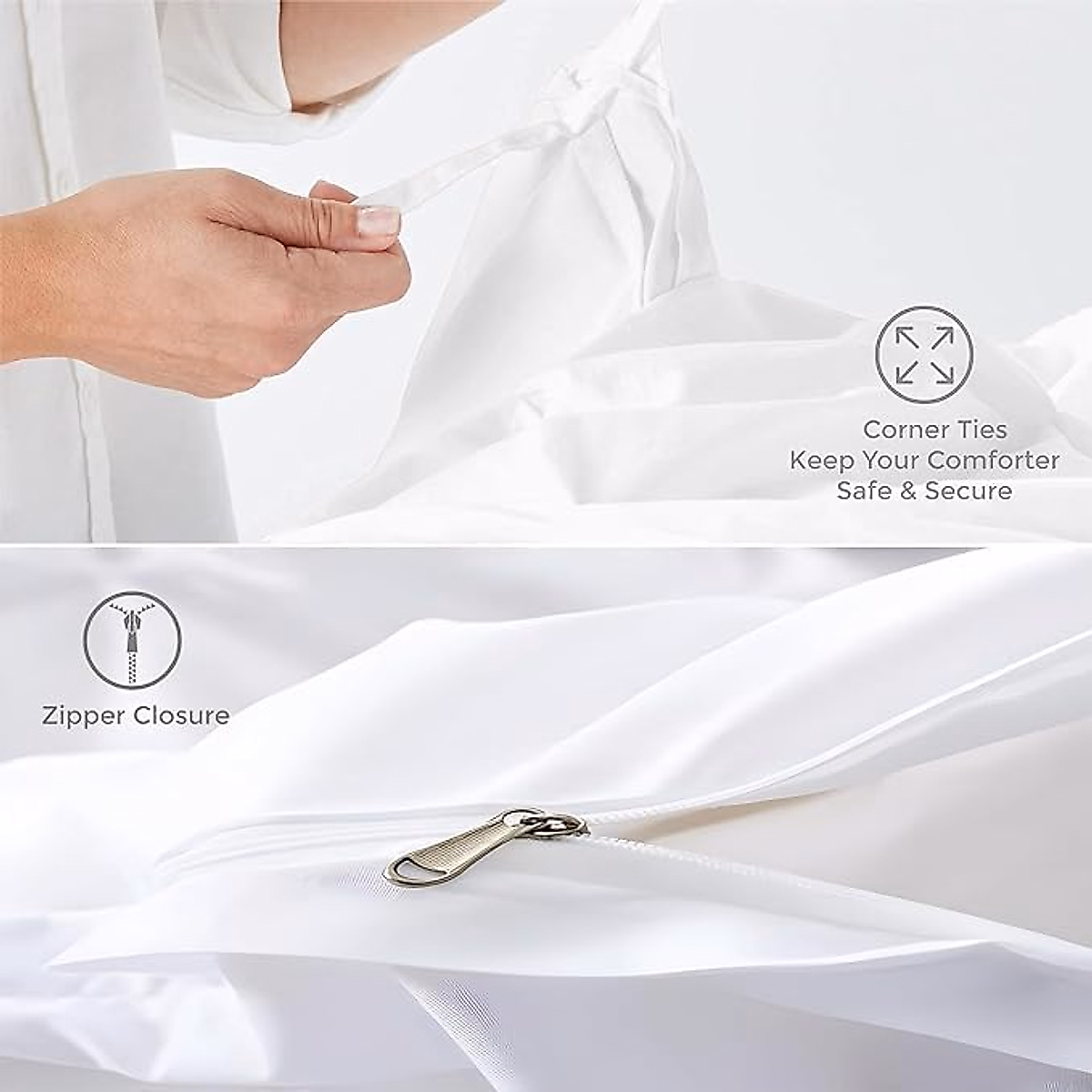 100% Cotton Quilt Cover 5 Piece Pinch Pleated Duvet Cover Set King (106'' x 90'') Black Beautiful 1 PC Duvet & 4 PCs Pillowcases with Zipper and Corner Ties 600 ThreadCount