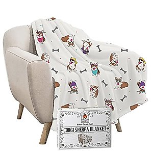 Corgi Sherpa Blanket - Party Corgis | Corgi Blanket | Corgi Gifts for Corgi Lovers | Soft Throw Blanket | Corgi Stuff Decor