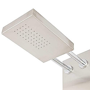 Signature Hardware 417701 Dalton Stainless Steel Thermostatic Outdoor Shower Panel with Shower Head, Hand Shower, Bodysprays and Bamboo Tray