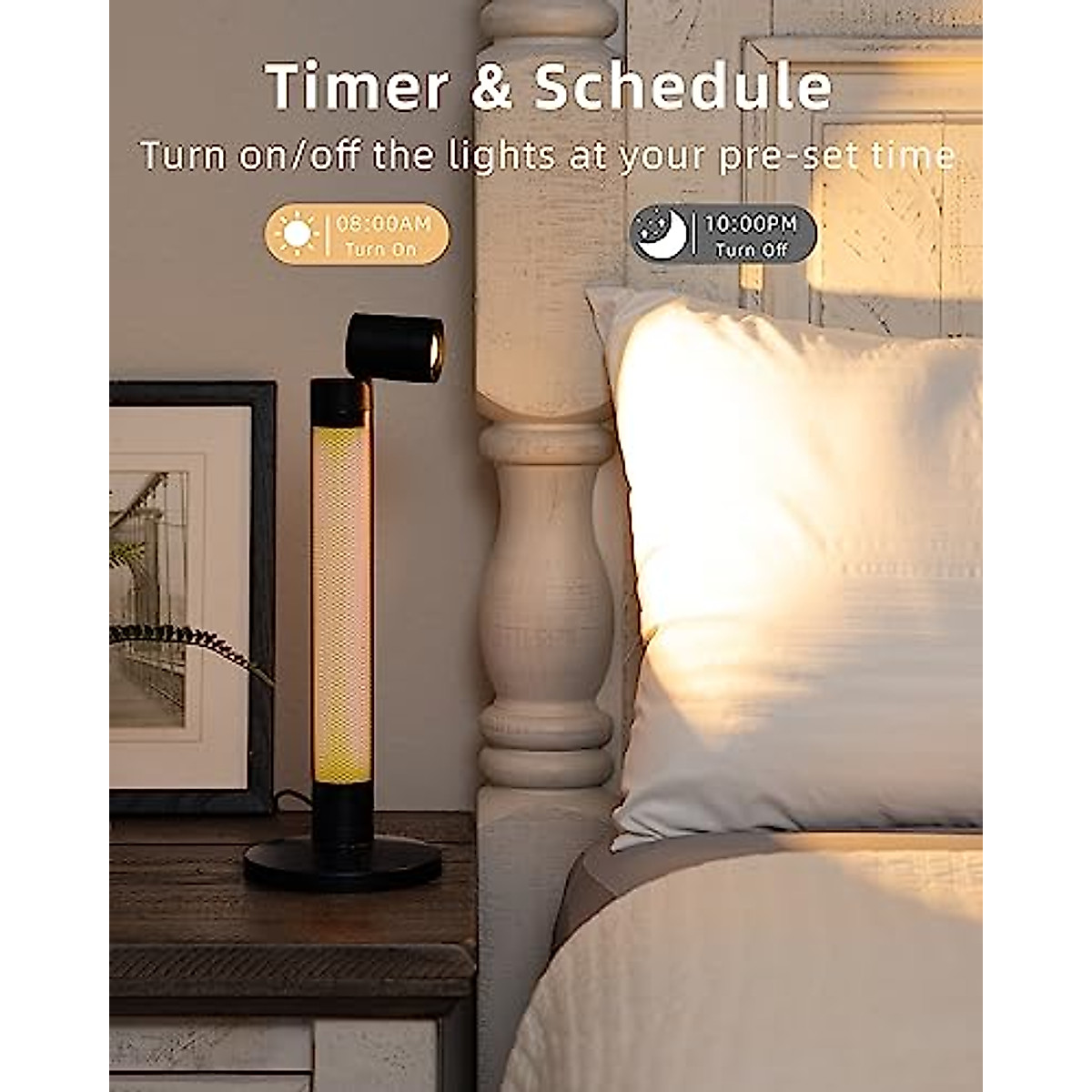 Howdot Smart Table Lamp, 600LM Dimmable Reading Lamp with Induction Switch, Adjustable RGB Lamp with Music Sync, APP Control, Works with Alexa Google, Ambient Lighting for Gaming, Living, Bed Room