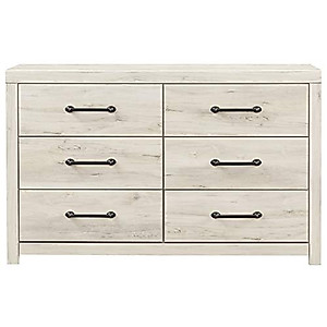 Signature Design by Ashley Cambeck Farmhouse Industrial 6 Drawer Dresser, Whitewash