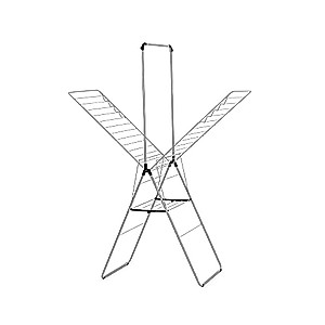 Brabantia HangOn Laundry Drying Rack with Garment Rail (82ft / Metallic Gray) Compact, Foldaway, Adjustable Indoor Stainless Steel Clothes Horse