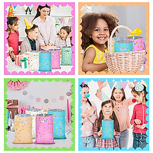 LEKOKO 50 Pcs Party Favors Bags, Cute Star Pattern Birthday Goodie Candy Bags, Plastic Party Gift Bag Bulk for Kids Birthday Baby Shower