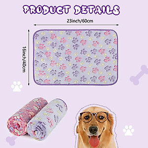 YUEPET Waterproof Dog Blankets, 2 Pack Washable Dog Blankets for Bed Couch Sofa Protector Fleece Flannel Puppy Blanket Soft Plush Reversible Throw Blanket for Small Dogs Puppy Cat 23"×16"(Purple+Pink)