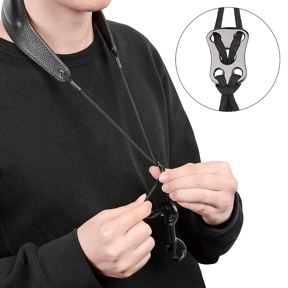 Rinastore Saxophone Strap Genuine Leather Sax Neck Strap with Soft Thick Pad for Soprano Tenor Alto Sax and Clarinets Oboes1