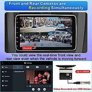 Adjustable Android 10 Car Stereo Wireless CarPlay & Wired Android Auto Single Din 10 Inch Car Radio with Front Camera & Backup Camera - Live Stream Rear View, 2G+32G GPS Navigation Bluetooth AM/FM