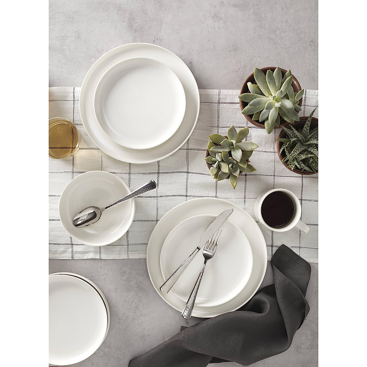 Oneida White 24 Seven Piece Dinnerware Set, 12 Count, Dorm Necessities, Dorm Essentials