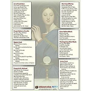 Catholic Prayers Including Our Father, Memorare, Apostles' Creed & More 2 Sided Holy Card Print 8 1/2 by 11 InchesF