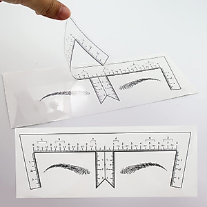 50pcs Disposable Eyebrow Ruler Stencils with Eyebrow Shape for Microblading Permanent makeup Tattoo Eyebrow design Eyebrow Mapping Ruler (Model B-50pcs)