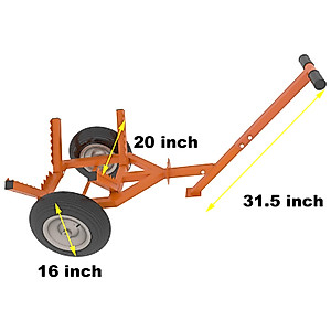 Log Dolly with Load Binder & Chain, Upgraded Heavy Duty Log Skidding Arch with 16" Tires for ATV, Steel Log Holder Mover Dollies for Diameter 20", Durable Log Skidder for Wood Transport