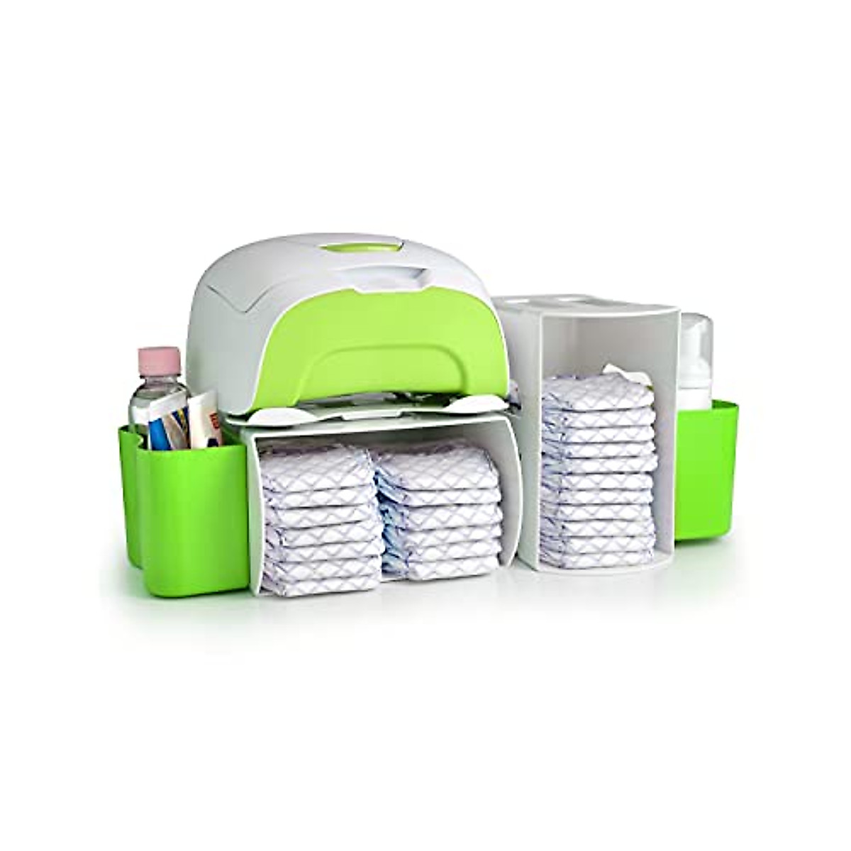 Prince Lionheart Made in USA 2-in-1 Dresser Top Diaper Depot | Diaper Change Organizer | 2-in-1 Diaper Station | Nursery Essentials |Green