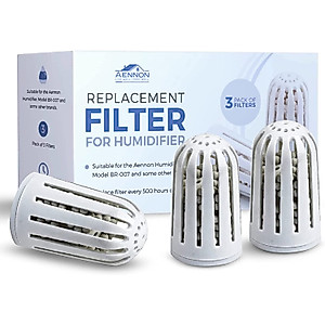 Fits Most Ultrasonic Humidifier Replacement Filters for Home, Cool Mist Demineralization Cartridges, Ceramic Filter Stone Material, 3 Pack, 6 Months Each - Aennon