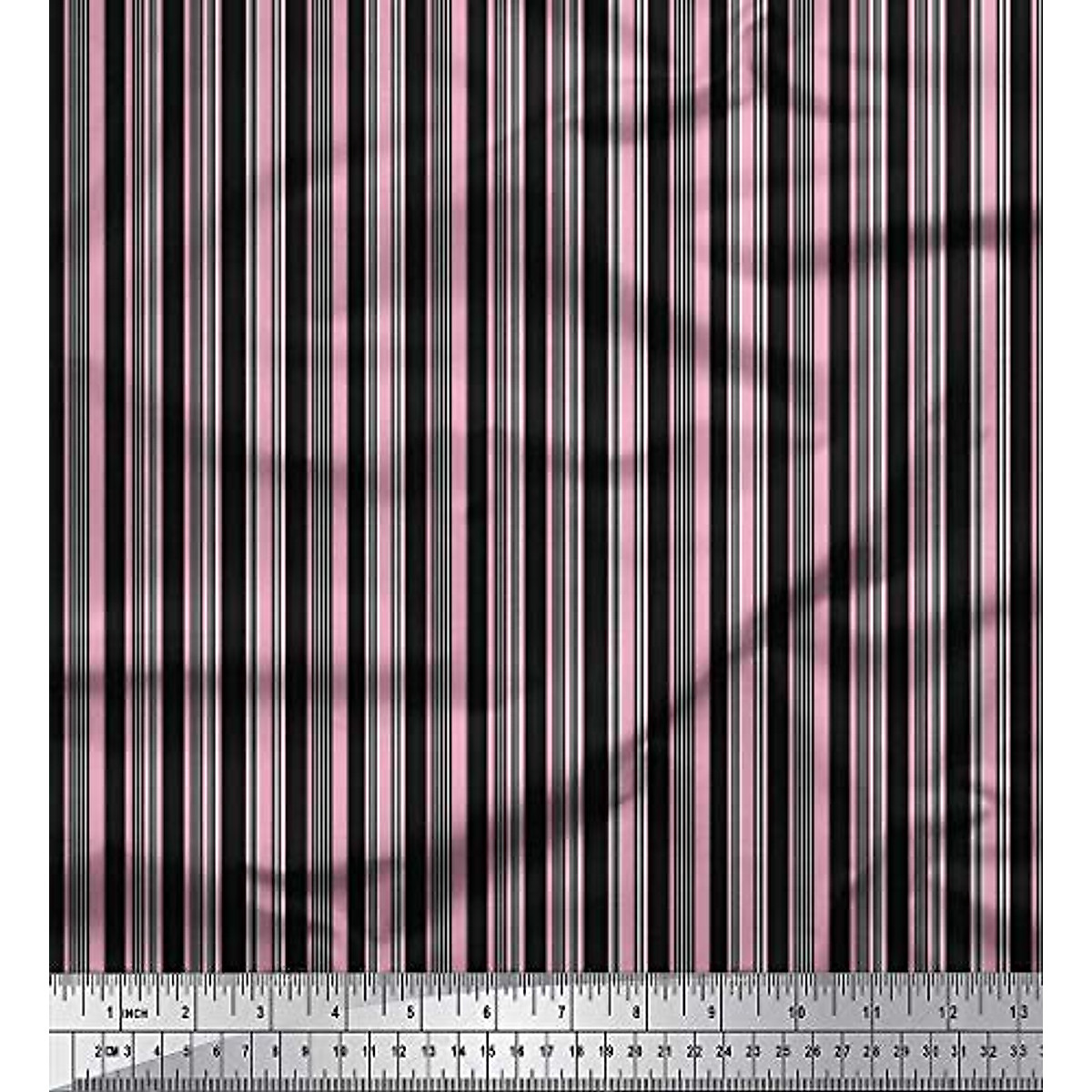 Soimoi Black Cotton Canvas Fabric Vertical Stripe Printed Craft Fabric by The Yard 42 Inch Wide