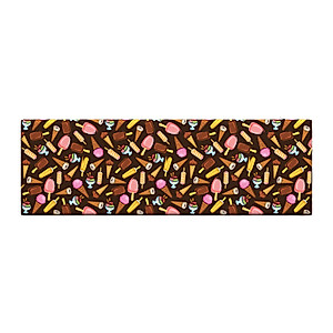 Lunarable Ice Cream Bench Pad, Yummy Summer Desserts Fruity Toppings Chocolate Flavor Sundae Ice Lolly Cartoon, Standard Size HR Foam Cushion with Decorative Fabric Cover, 45" x 15" x 2", Multicolor