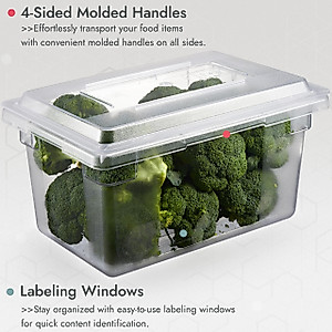 CURTA 4 Pack Food Storage Box with Lid, 5 Gallon - 18" x 12" x 9" NSF Listed Commercial Grade Clear Polycarbonate Container for Commercial Kitchen Restaurant Cafeteria