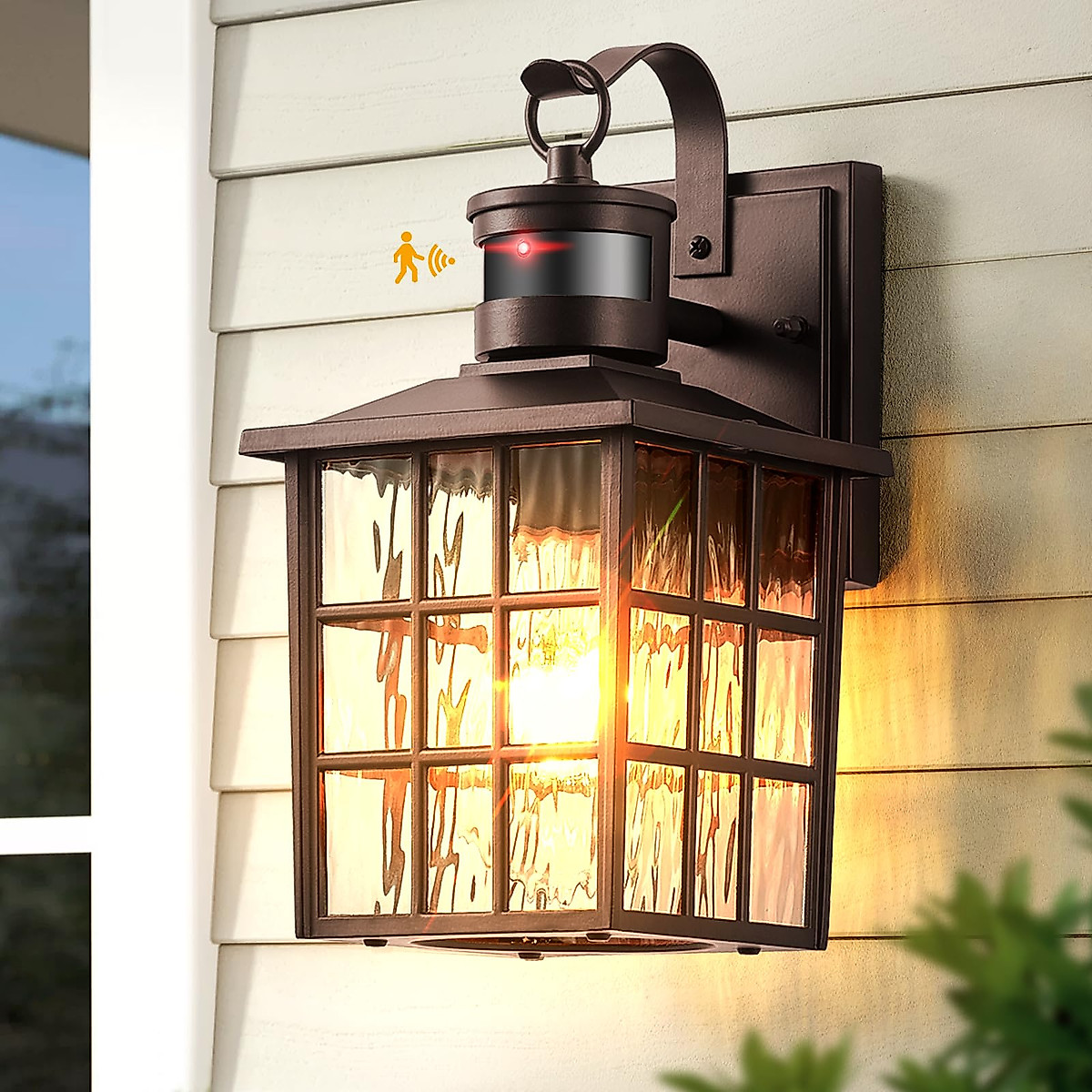 VIANIS ORB Motion Sensor Outdoor Lights Wall Mount, Dusk to Dawn Waterproof Exterior Lantern for House, Oil Rubbed Bronze Anti-Rust Garage Sconce Outside for Door, Garage, Entryway, Hallway