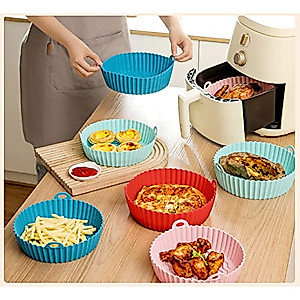 NorthEarth 8.5 inch Air Fryer Silicone Pot -Food Safe Air fryers Oven Accessories | 2 Pack Reusable Air Fryers Baking Oven Accessories Food Grade Non Stick Replacement Parts Tray (Blue&Green)