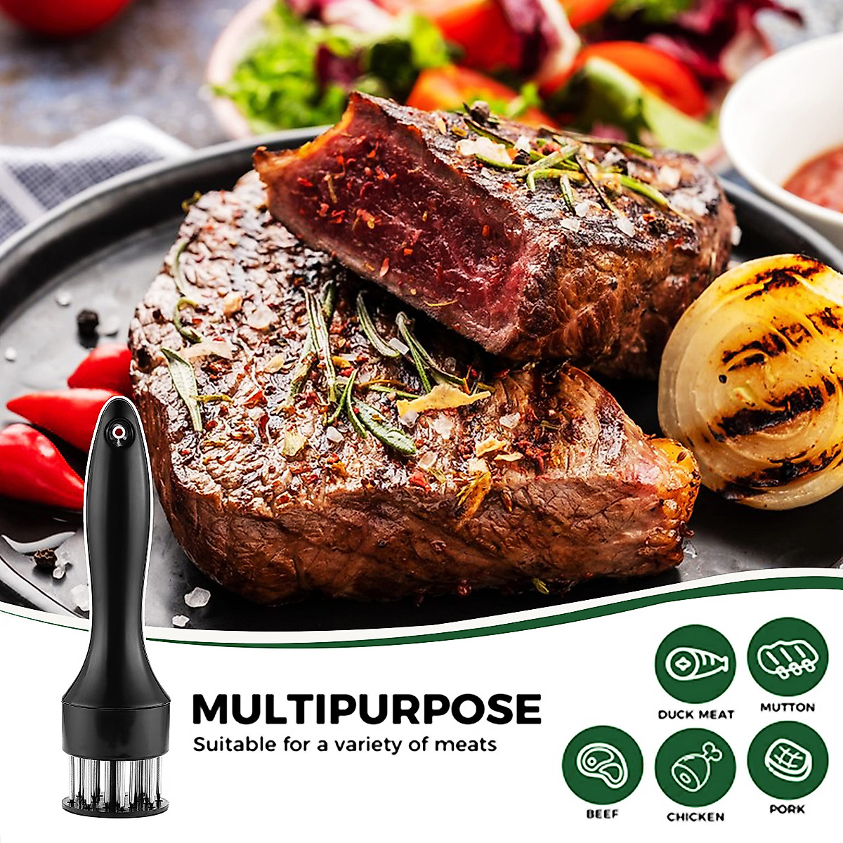 Meat Tenderizer, OLULU Stainless Steel Needle Ultra Sharp 20 Blades Meat Tenderizer Tool for tenderizing Chicken, Beef, Steak, Veal and Pork