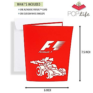 PopLife Formula One Car 3D Pop Up Card for All Occasions - Father’s Day, Happy Birthday, Congratulations, Retirement Gift, Work Anniversary - Race Car Drivers, F1 - for Husband, Son, Father, Friend