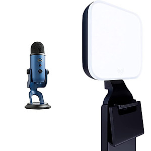 Blue Yeti USB Microphone for PC, Mac, Gaming, Recording, Streaming, and Podcasting + Logitech Litra Glow Premium LED Streaming Light with TrueSoft, brightness & color temp settings - Midnight Blue
