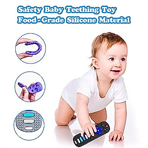 ROBBEAR Baby Teething Toys, Soft Silicone Teethers for Babies 3 6 12 18 Months, TV Remote Control Shape Infant Chew Toys for Boys and Girls, Baby Teething Relief, BPA Free (RC-Purple)