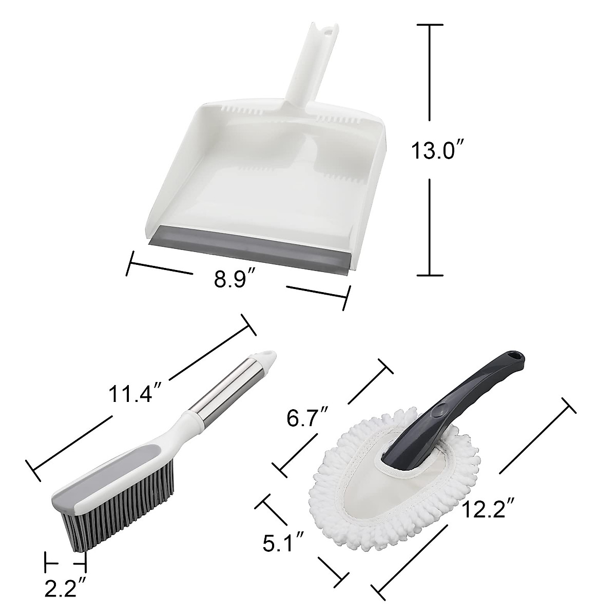 3 Pcs Small Hand Rubber Broom and Dustpan Set,Mini Dustpan and Brush Set with Soft Dust Brush,dust Pans with Brush for Sofa,Floor,Car, Desk, Keyboard…