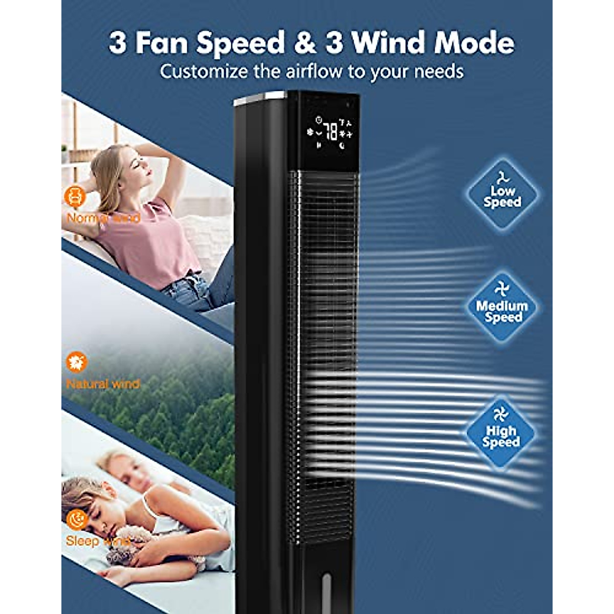 Evaporative Air Cooler, 3-IN-1 Multifunctional Air Cooler Fan, Air Cooler for Room, 4 Modes, 12H Timer, 90° Oscillation, 1.3 Gal Water Tank, Remote Control, 4 Ice Packs, 42" for Room Home Office