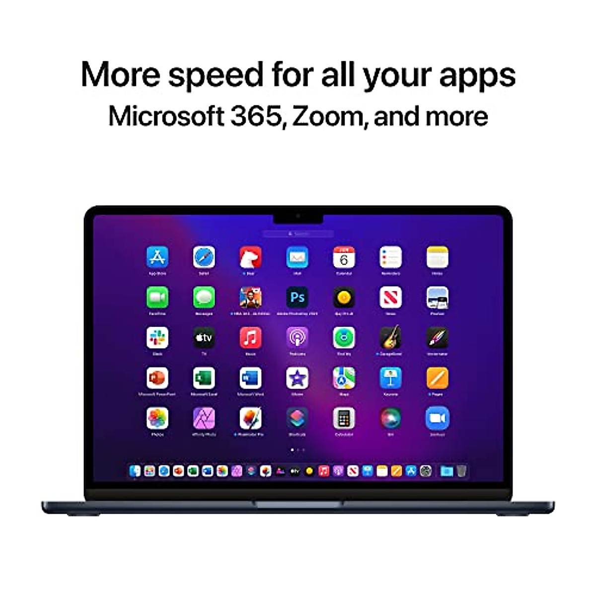 Apple 2022 MacBook Air with M2 chip, 8 core CPU, 10 core GPU, 16GB RAM, 512GB SSD Storage - Midnight (Z1610005E)