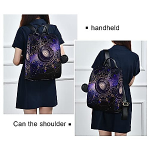 Glaphy Galaxy Sun Moon and Stars Boho Backpack Purse for Women, Anti Theft Backpack Shoulder Bag, Fashion Ladies Backpack