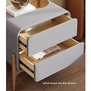 YWSXHS Modern Nightstand with 2 Drawers, Accent Bed Side Table with High Legs, Wooden Bedside Table, Bdeside Table, End Table, for Living Room, Small Space (Color : Cream White, Size : 45cm/17.7in)