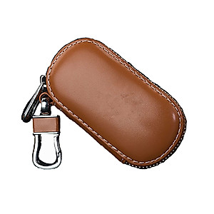 Acrecean Leather Car Key Case, Car Smart Key Chain Protector for Car Key Case Holder with Metal Hook, Car Remote Case with Zipper